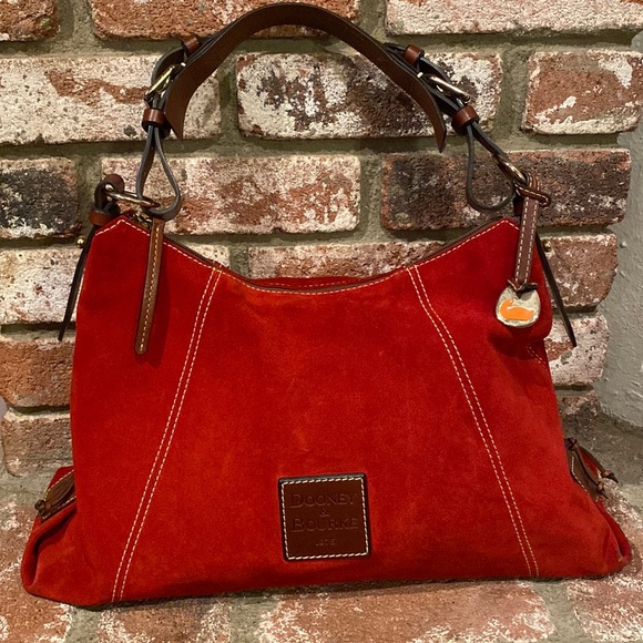Dooney & Bourke | Bags | Dooney Bourke Eastwest Suede Red Slouch Purse ...